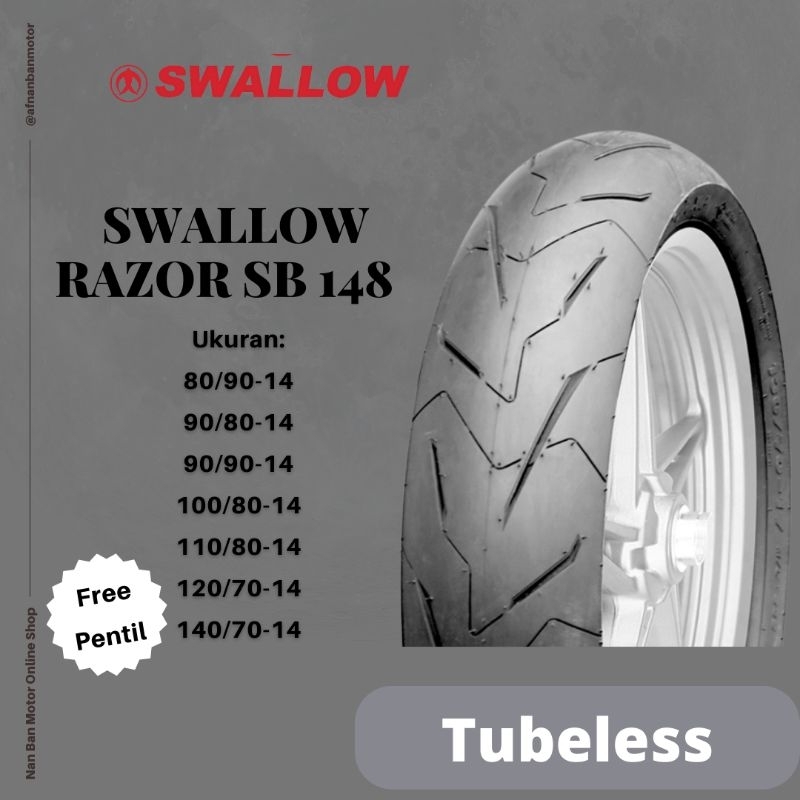 Jual BAN MOTOR SWALLOW RAZOR SB 148 UKURAN 80/90-14, 90/90-14, 90/80-14 ...