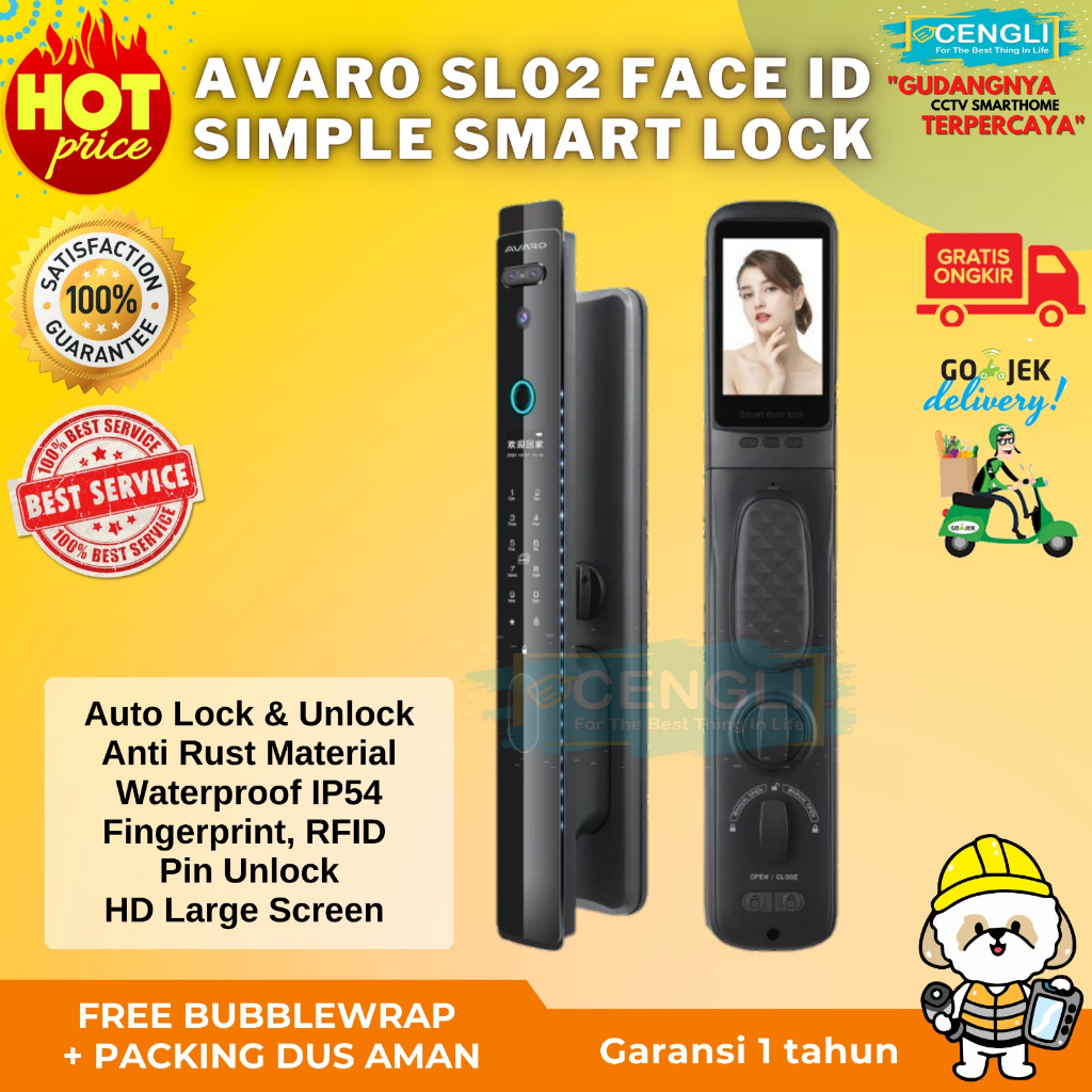 Jual AVARO SL02 Face ID Smart Door Lock Kunci Pintu Digital Smart Lock | Shopee Indonesia