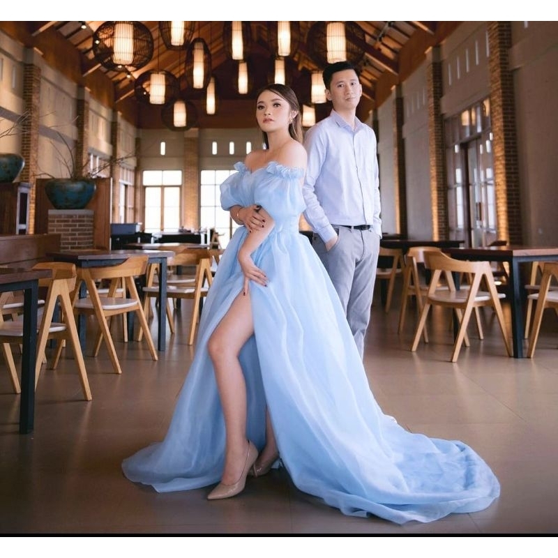 Jual GAUN PREWEDDING/GAUN PESTA ORGANZA BABY BLUE SABRINA | Shopee ...