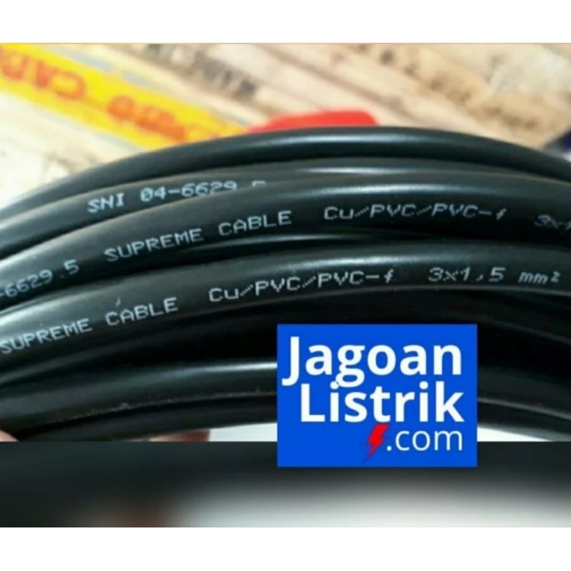 Jual Kabel Listrik Serabut Supreme NYYHY 3 x 1.5 mm Hitam NYMHY 3x1.5 mm2 Black Ecer per meter ...