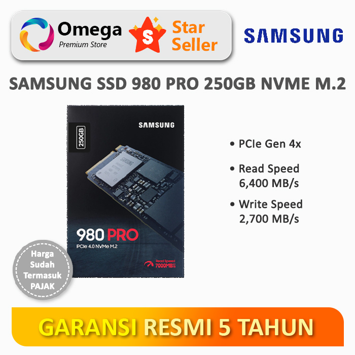 Jual Samsung 980 Pro 250GB PCIE 4.0 M.2 NVMe Gen 4 x4 SSD | Shopee ...