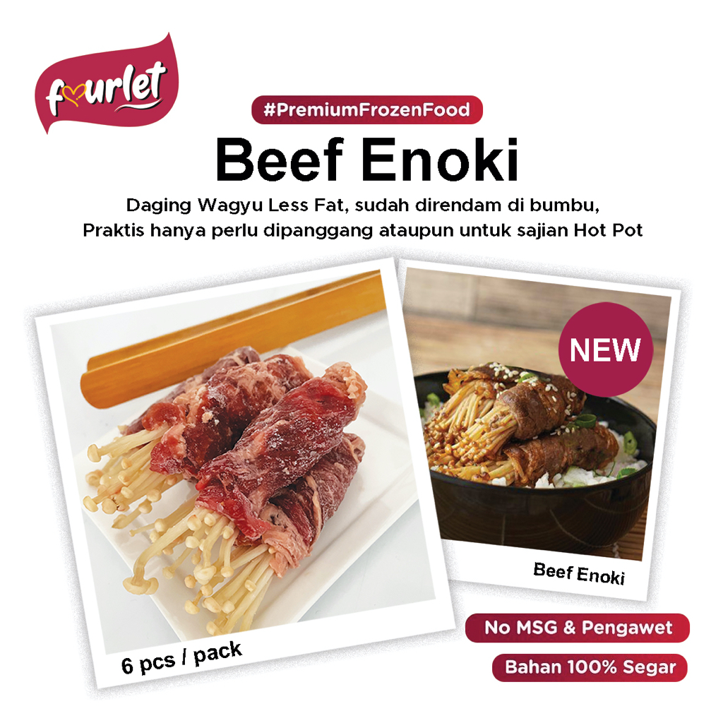 Jual Beef enoki roll frozen, daging sapi wagyu less fat sudah berbumbu ...