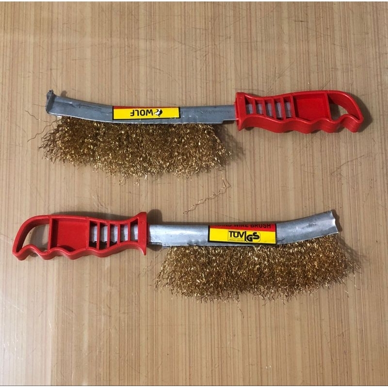Jual sikat kawat kuningan baja wolf gagang fiber/ sikat kawat baja ...
