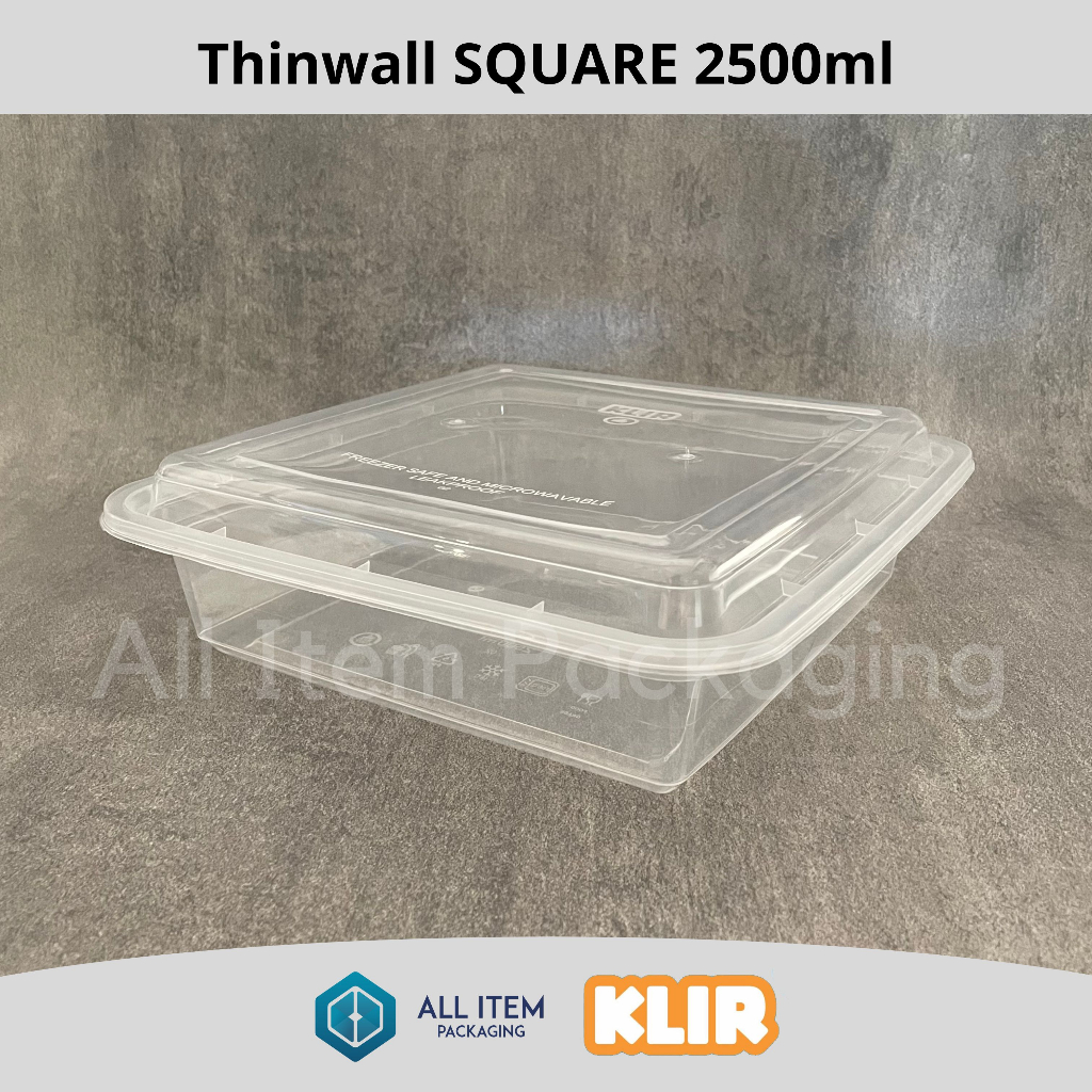 Jual Thinwall Klir Square 2500ml Kotak Plastik Kotak Makan 25 Pcs