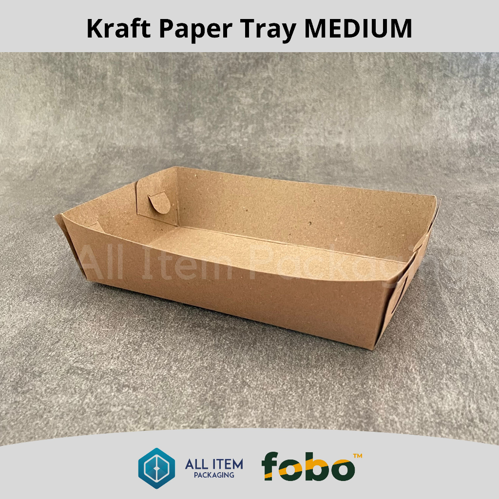 Jual FOBO Kraft Food Tray MEDIUM / Paper Tray M / Piring Kertas @50 Pcs ...