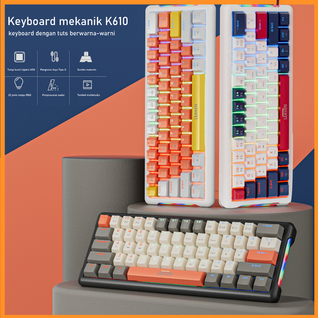 Jual Keyboard Wired Gaming Mechanical K610 RGB Backlight Multi-Warna | Shopee Indonesia