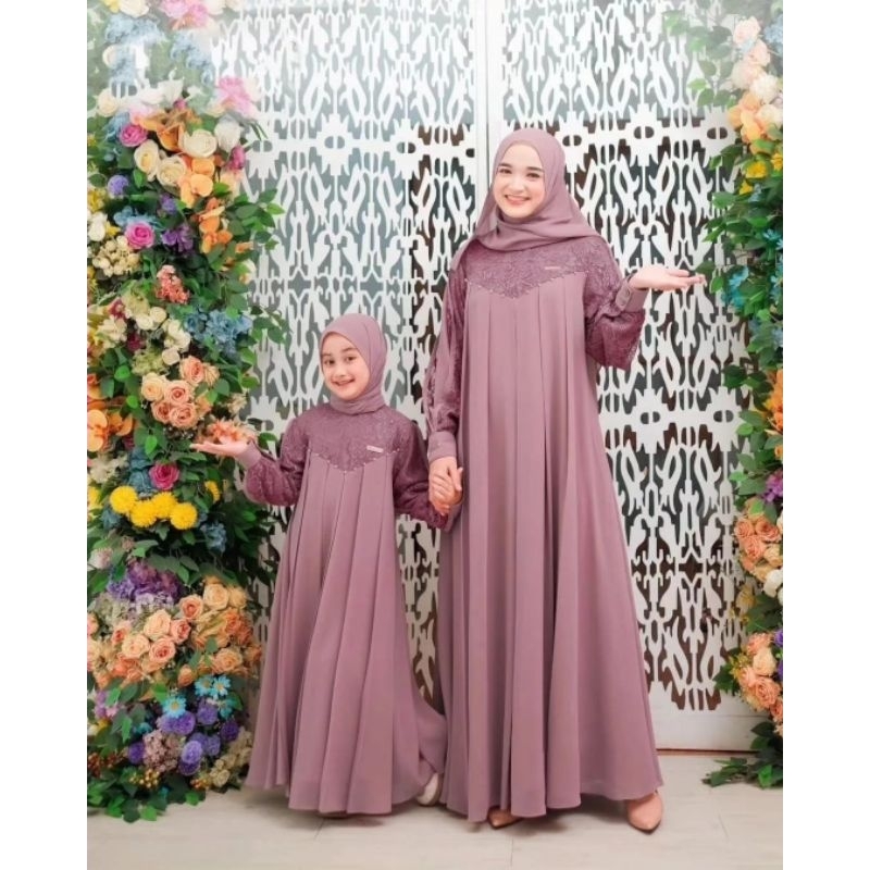 Jual Inara couple mom and kids / gamis syari set khimar ibu dan anak S ...