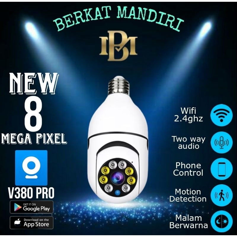 Jual V380 E27A CCTV Indoor Camera Lampu HD2.4G Wi-Fi BULB PTZ Lensa ...