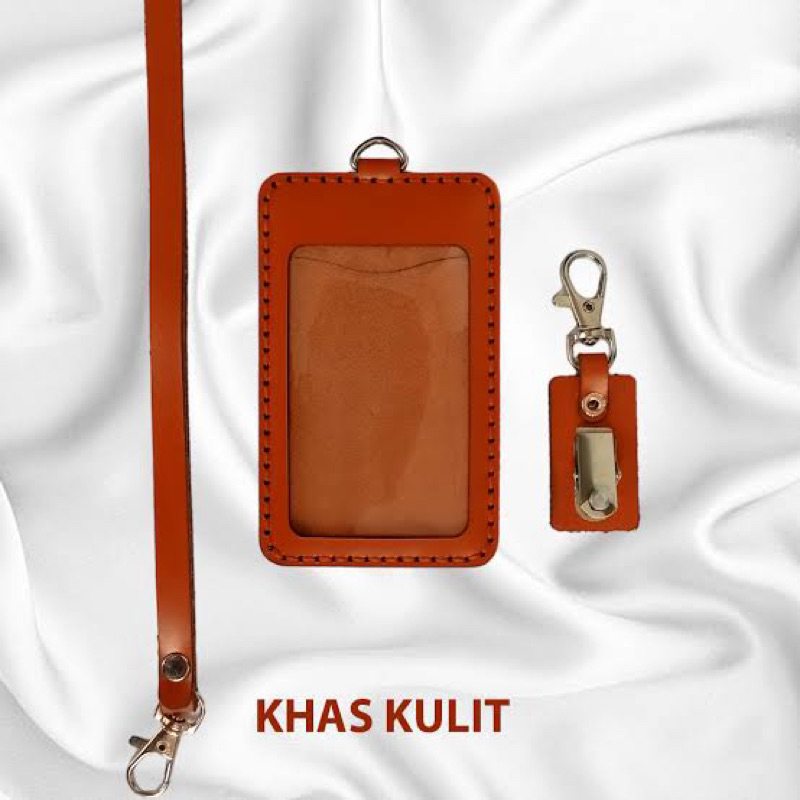 Jual KBL Id Card holder Kulit Sapi Asli Name Tag Gantungan Id Card ...