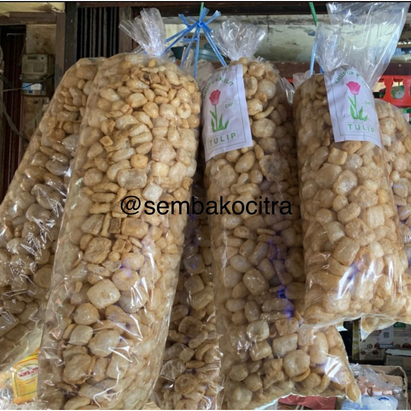 Jual Kerupuk Krecek Rambak Sapi 1kg (1 bal) cap TULIP (untuk sayur ...