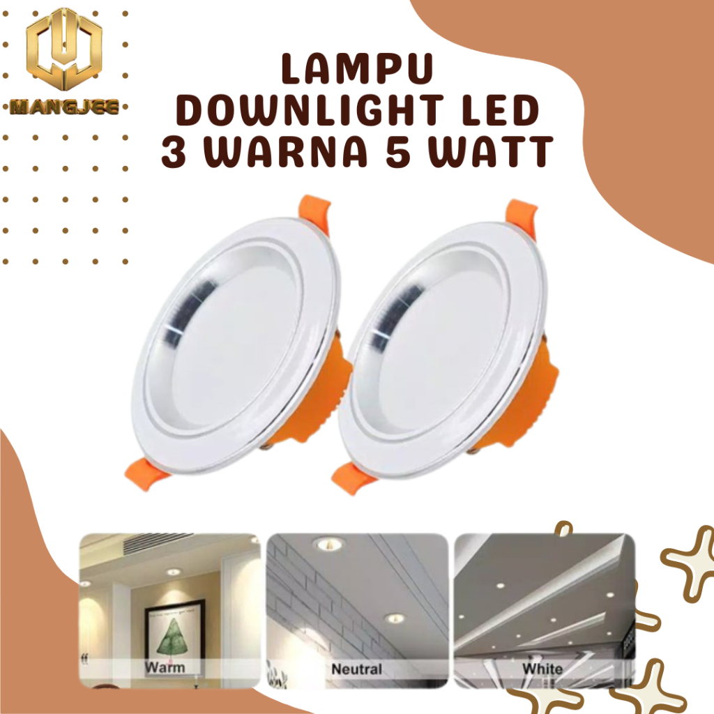 Jual LAMPU DOWNLIGHT LED 3 WARNA 5WATT/ WARNA GOLD DAN SILVER/PANEL LED ...