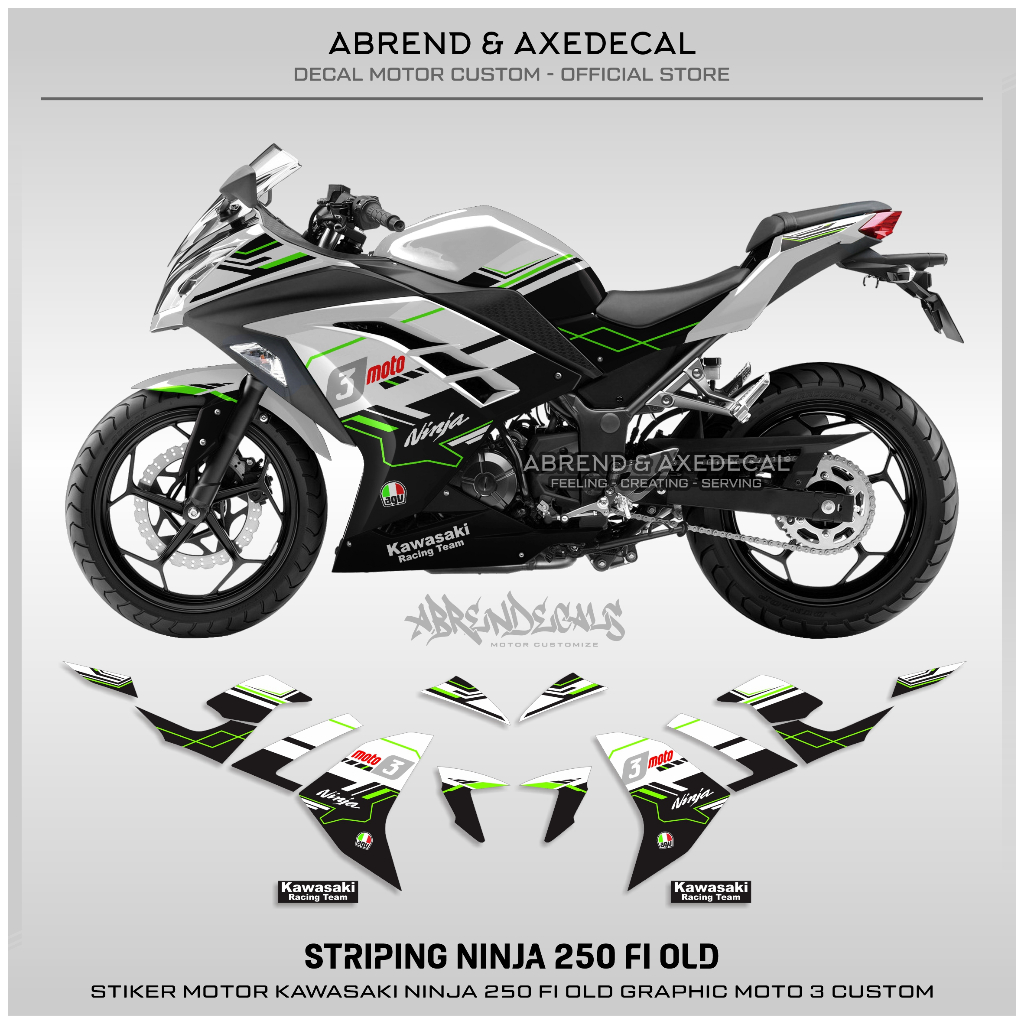 Jual Striping Ninja 250 Fi Livery Grafis Moto 3 / Stiker Motor Kawasaki ...