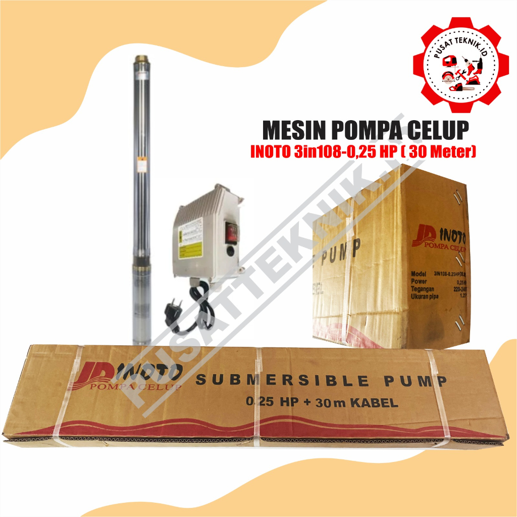Jual SUBMERSIBLE INOTO 3IN108 + KABEL 30M POMPA CELUP SATELIT 1/4HP ...
