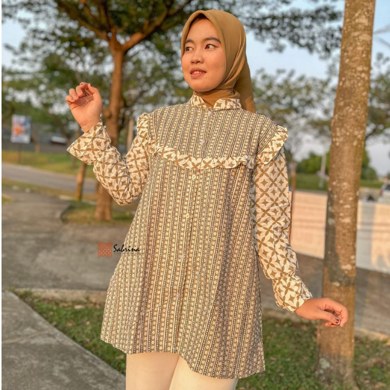 Jual HANSA BLOUSE Atasan Batik Kerja Kantor Wanita Modern Modis Katun ...