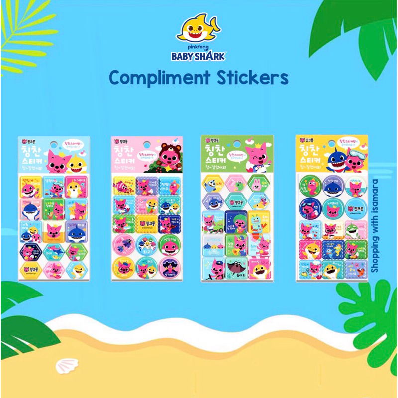 Jual Pinkfong Baby Shark Compliment Stickers | Shopee Indonesia