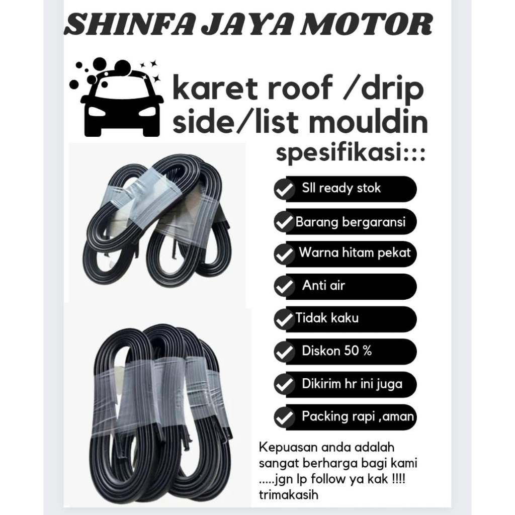 Jual Karet roof/drip side/Karet atap/list moulding atap mobil all new ...