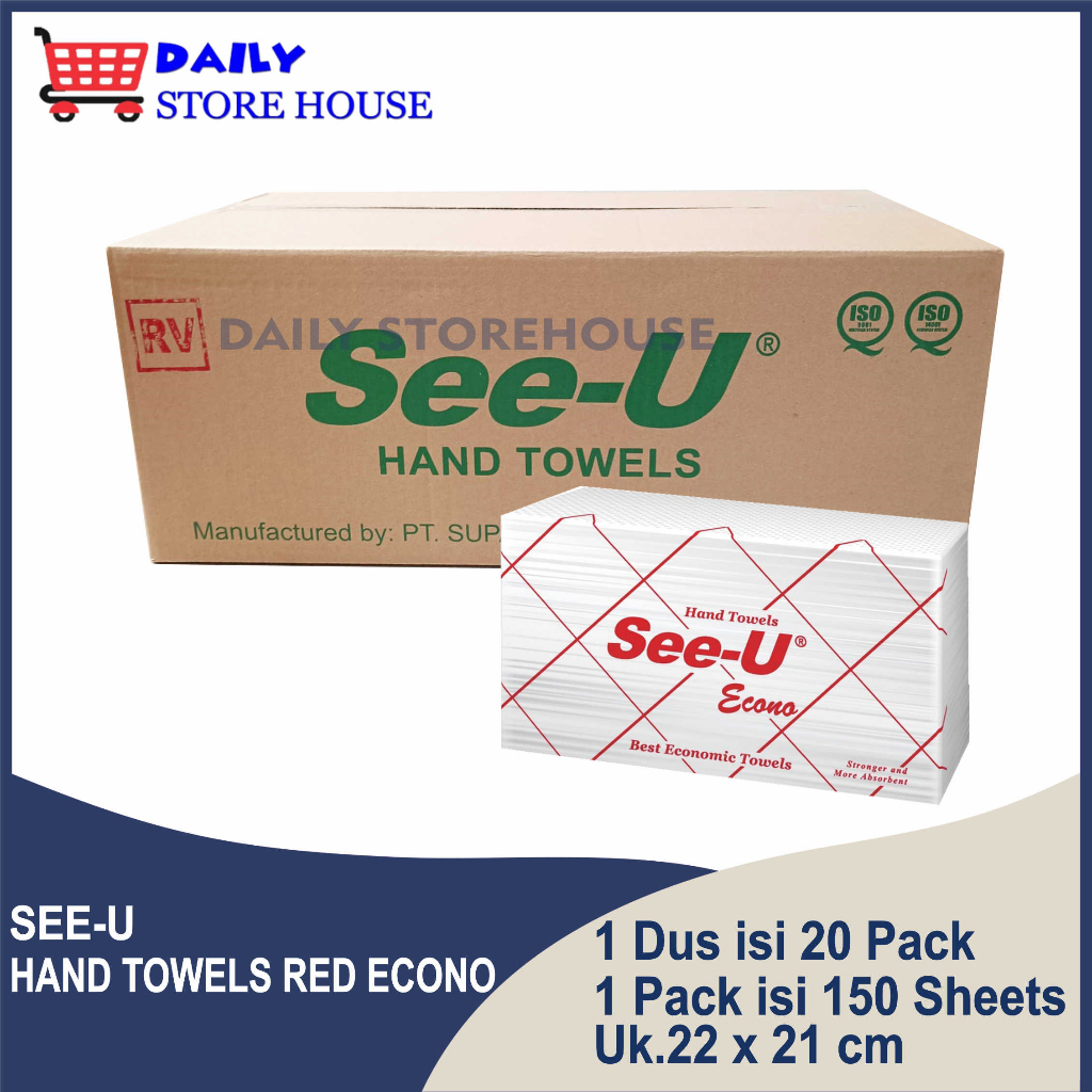 Jual 1 Dus Tissue See-U Hand Towel Red Econo Tissue Paper Putih Tissue ...