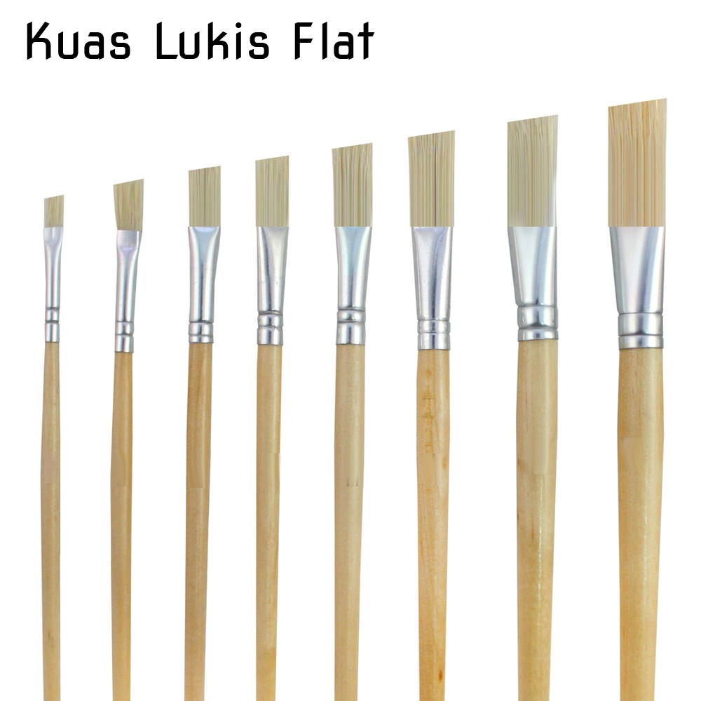 Jual Kuas lukis gagang panjang putih kuas cat pipih ETERNA NO.1 ...