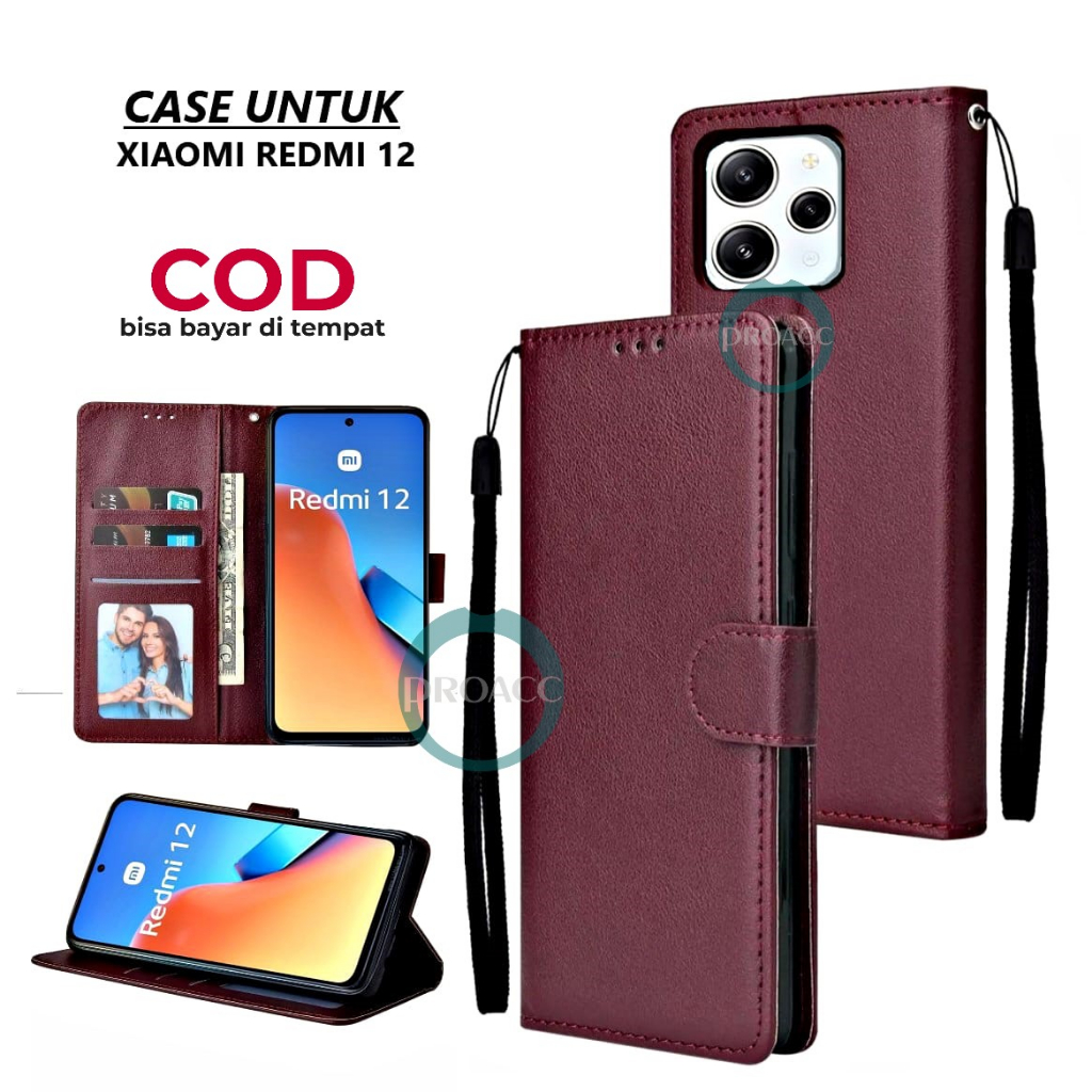 Jual case hp for XIAOMI REDMI 12 Premium flip wallet Flip case Magnet ...
