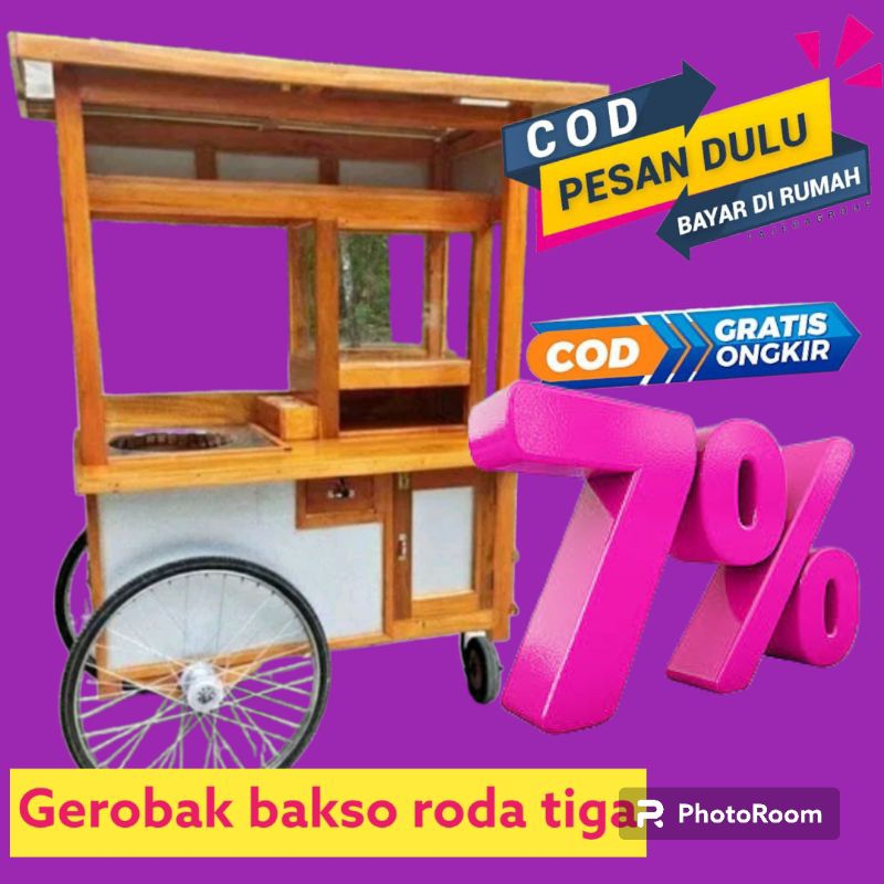 Jual gerobak bakso dorong roda becak dan roda mbantu free ongkir ...