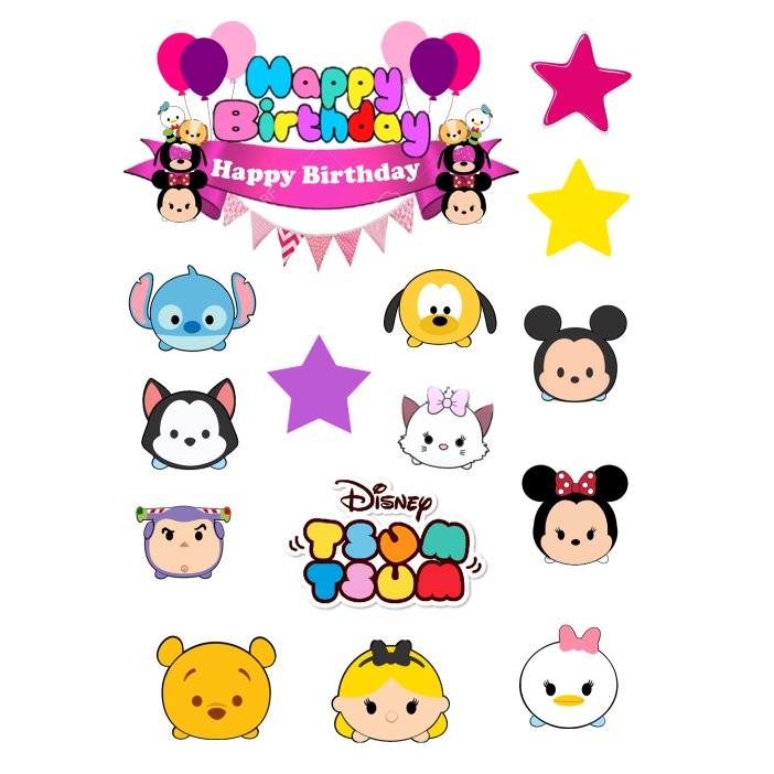 Jual Topper Tema Tsum-Tsum CUSTOM/ Hiasan Cake ULTAH TSUM-TSUM | Shopee ...