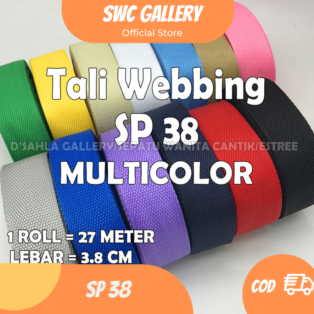 Jual Tali Webbing Sling Strap Lebar 3.8 cm Tebal 1mm per roll sp 38 ...