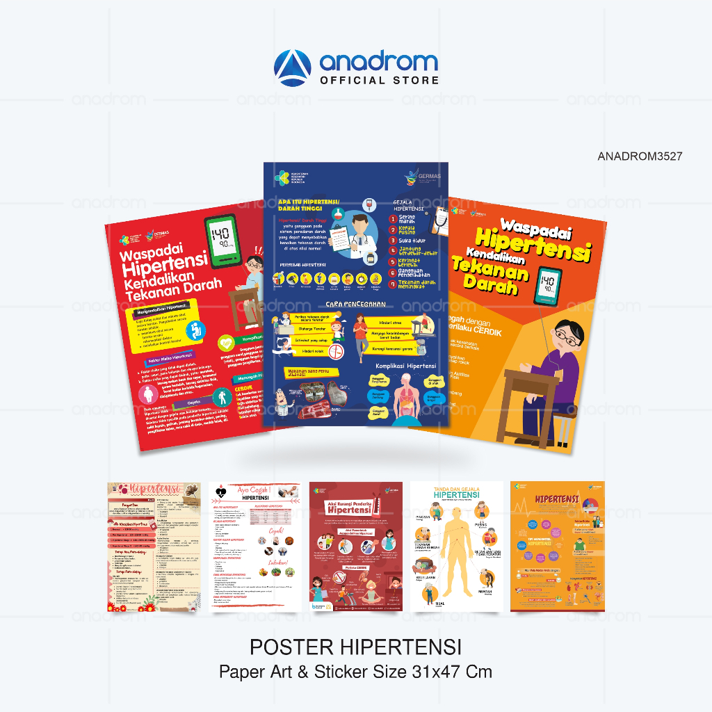 Jual Poster Seputar Hipertensi | Poster Promosi Kesehatan | Anadrom3527 ...