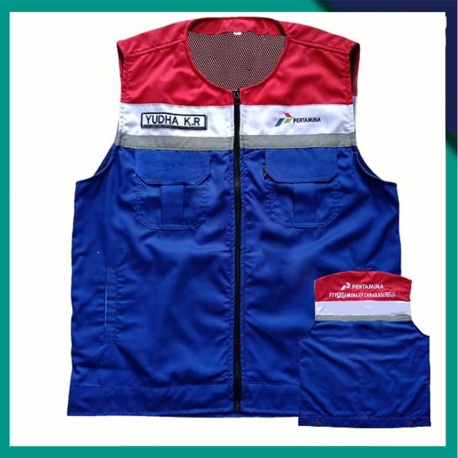 Jual ROMPI SAFETY BIRU BORDIR PERTAMINA VEST ROMPI SAFETY PROYEK Rompi ...