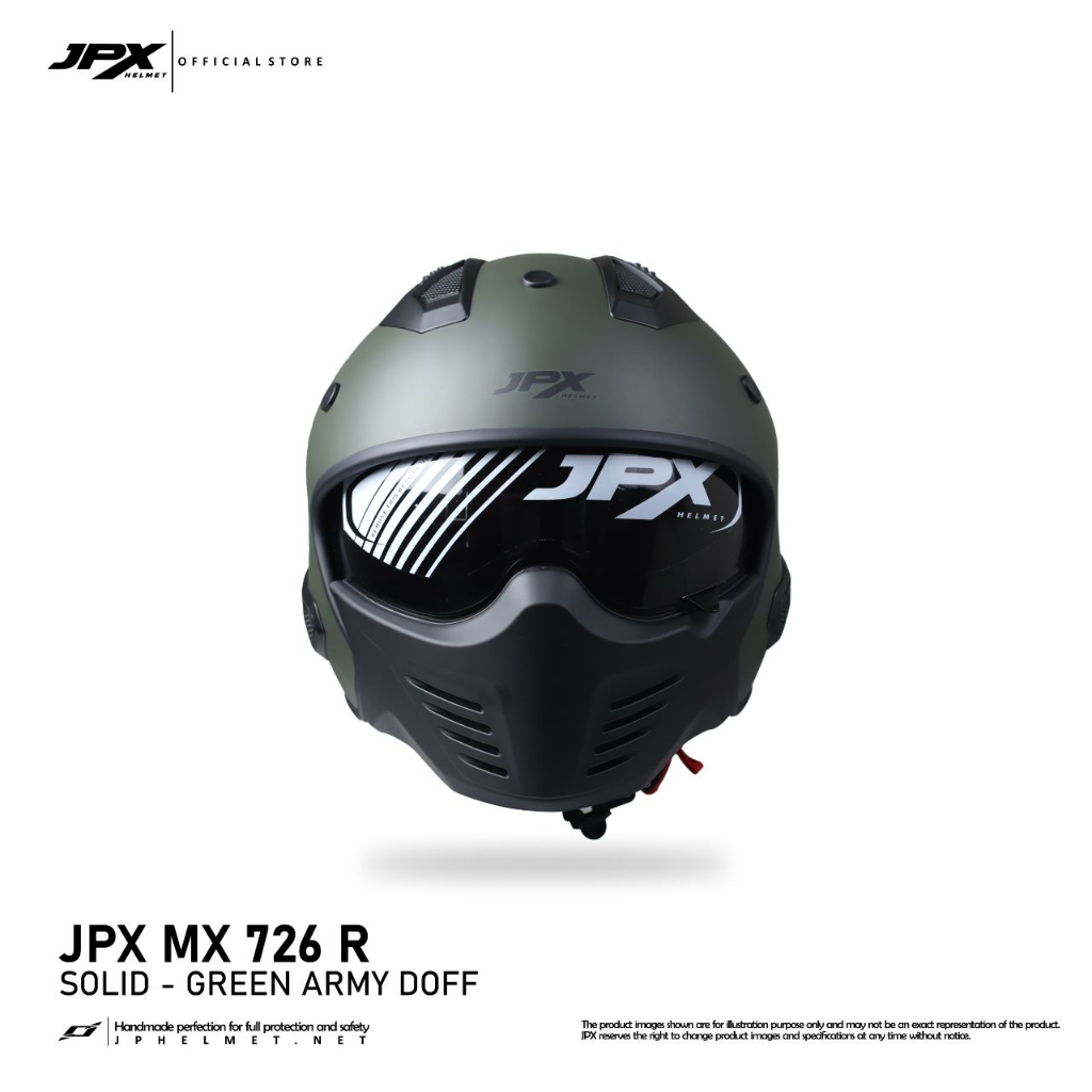 Jual Helm JPX Full Face MX-726R NEW Solid - Green Army Doff | Shopee ...