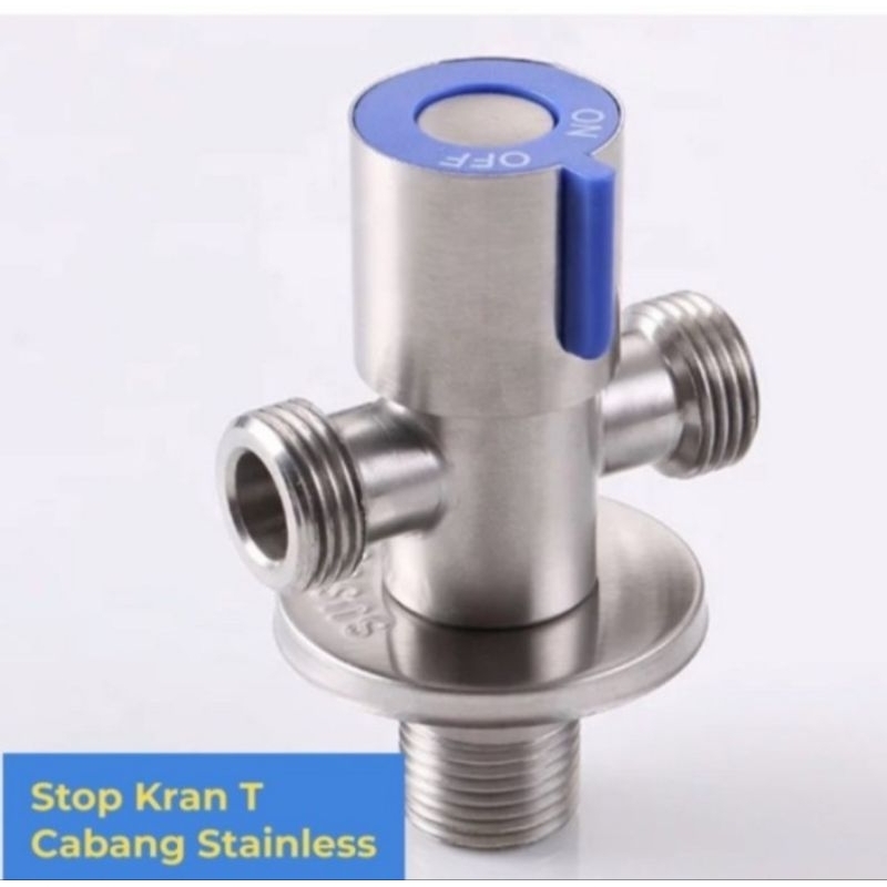 Jual STOP KRAN T STAINLESS CABANG ON OFF WASTAFEL KITCHEN SINK | Shopee ...