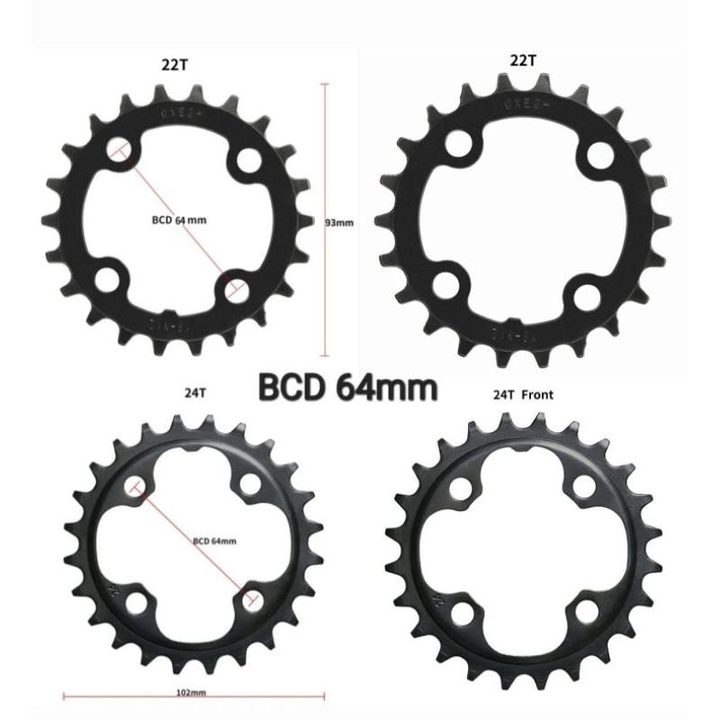 Jual chainring 22T 24T BCD 64mm Chain ring BCD 64 mm Crank Arm Sepeda ...