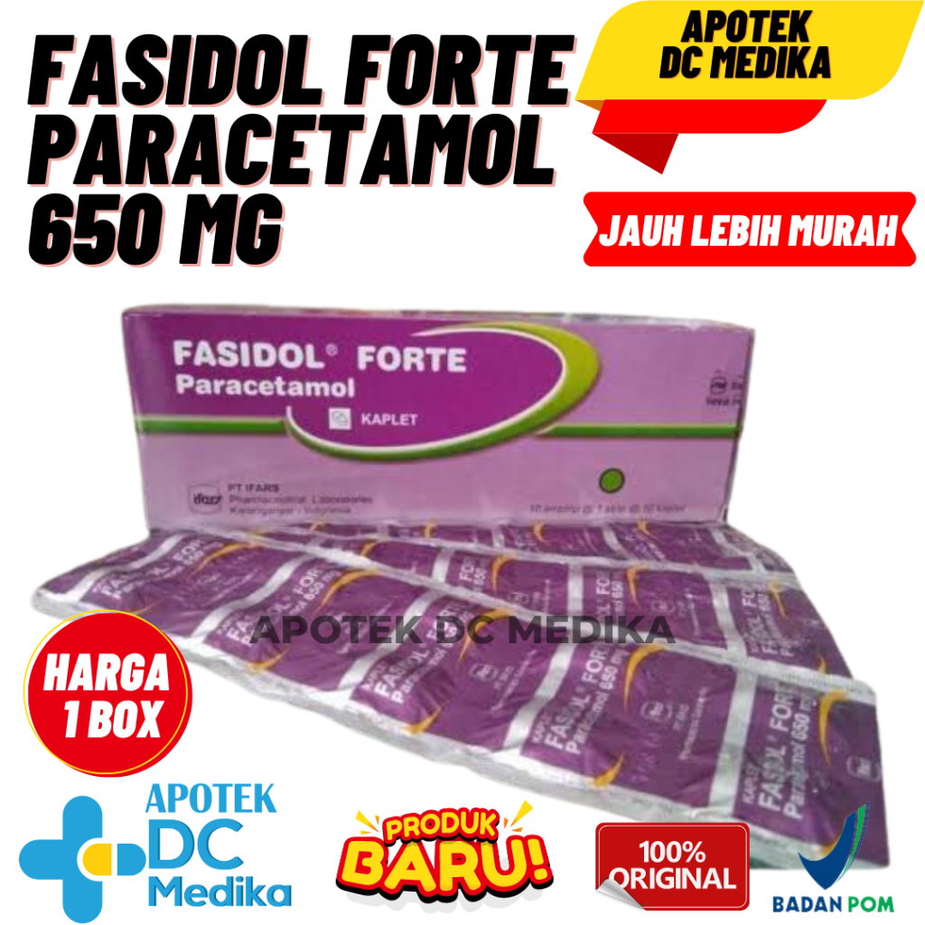 Jual FASIDOL FORTE BOX / 100 TABLET / 10 STRIP / 650 MG / PARASETAMOL ...
