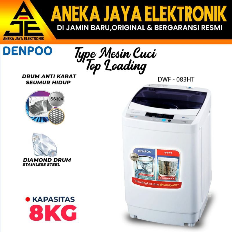 Jual MESIN CUCI DENPOO 1 TABUNG FULL OTOMATIS DWF -083HT ( 8KG ) | Shopee Indonesia