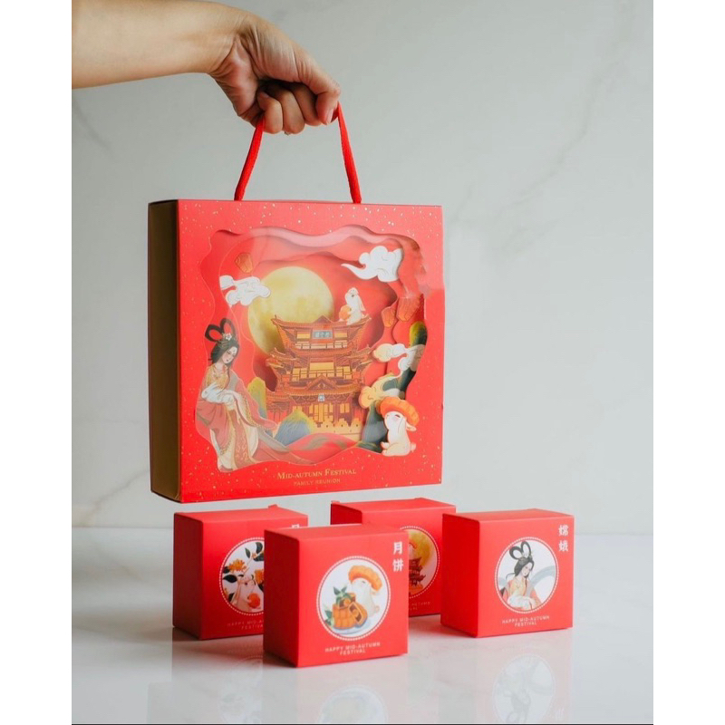 Jual (MIN 3 pc) box mooncake set motif 3d, kotak hampers mid autumn ...