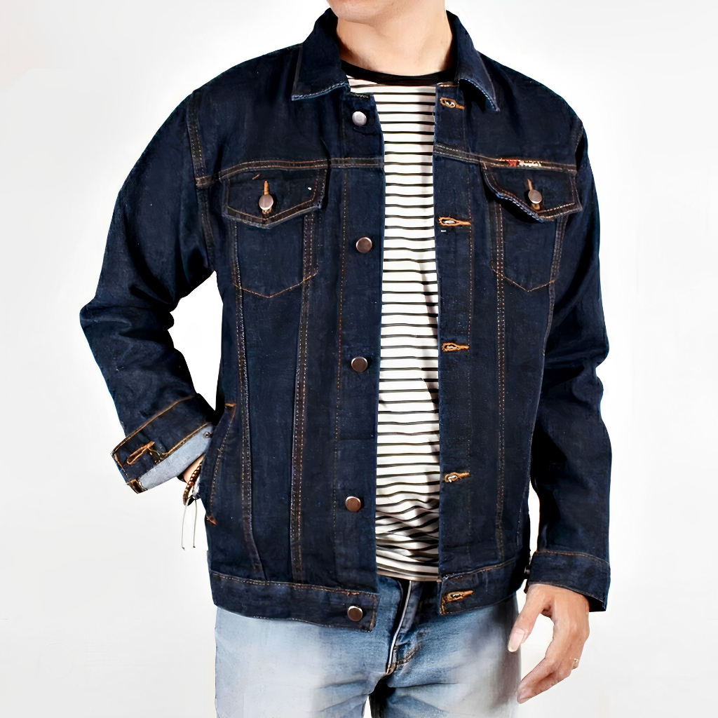 Jual TERLARIS Jaket Jeans Pria – Jaket Jeans Polos – Jaket Denim ...