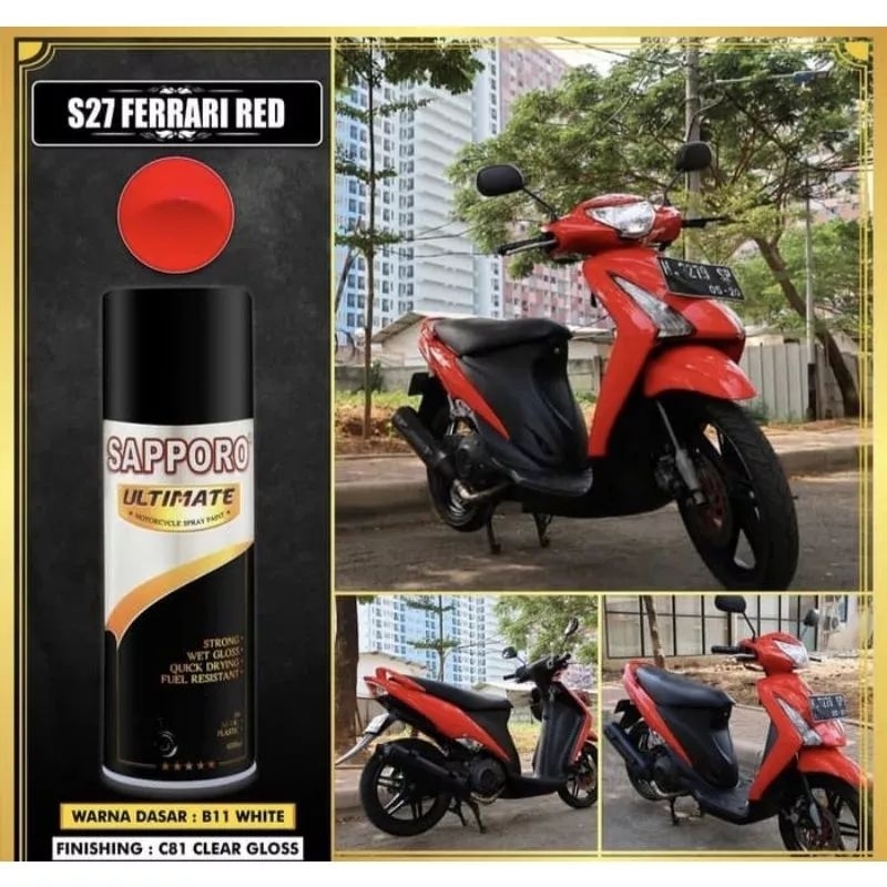 Jual SAPPORO ULTIMATE S27 FERRARI RED CAT SEMPROT SPRAY PAINT WARNA ...