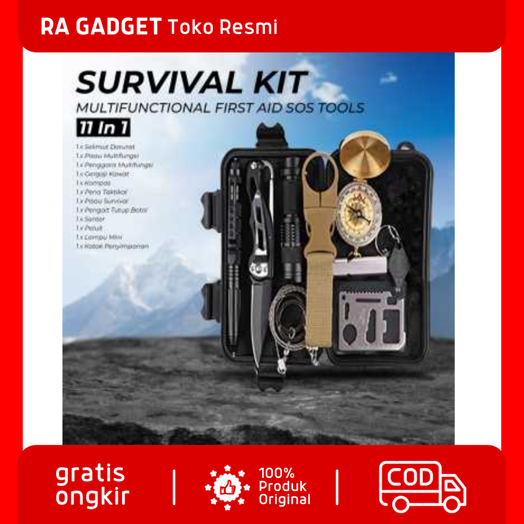 Jual Survival Kit 11 in 1 Multifunctional First Aid SOS Tools / Pack Survival Kit Emergency Sos ...