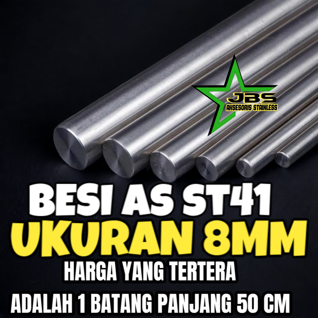 Jual BESI AS ST 41 DIAMETER 8MM×50CM | AS SS400 | MILD STEEL | Shopee Indonesia