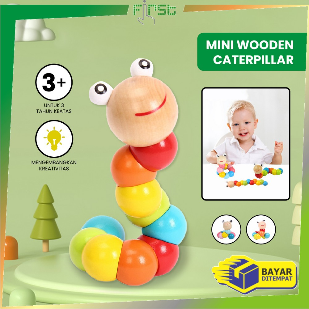 Jual FH-M331 Mainan Edukasi Anak Ulat Kayu Lucu Warna Warni / Mini ...
