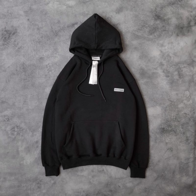 Jual HOODIE JAKET PRIA / WANITA ESSENTIALS LOGO EMBLEM HITAM FULLTAG ...