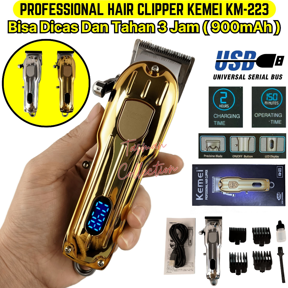Jual ALAT CUKUR PORTABLE ELEKTRIK KEMEI PROFESSIONAL HAIR CLIPPER KM-223 BAHAN STAINLESS STELL ...