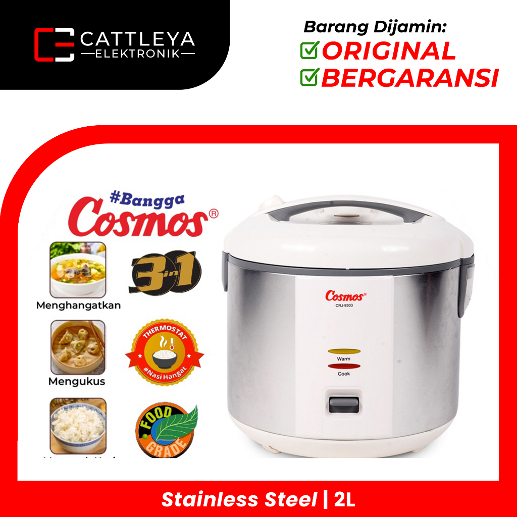 Jual [COD] COSMOS RICE COOKER / MAGIC COM CRJ9303 / CRJ-9303 / CRJ 9308 (2 LITER) GARANSI RESMI ...
