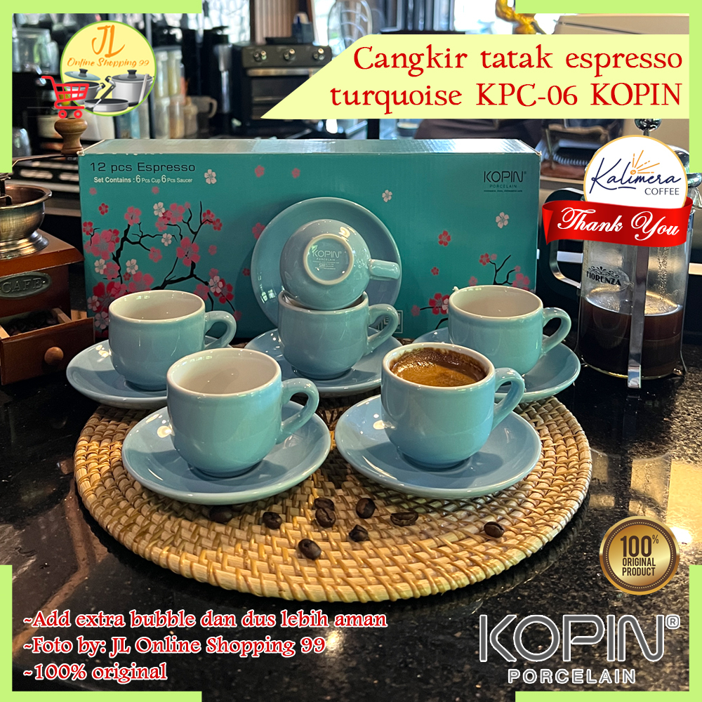 Jual KOPIN cangkir set 6 pasang Turquoise espresso KPC-06 / Cangkir set kopi mini 90ml | Shopee ...