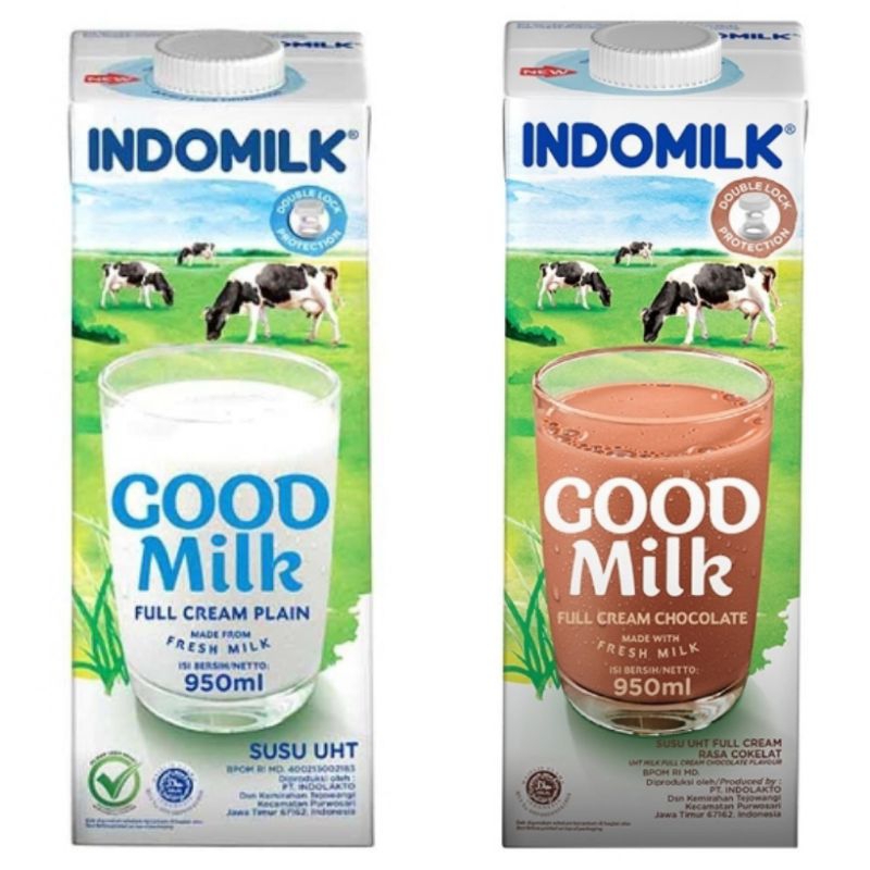 Jual INDOMILK SUSU UHT FULL CREAM & COKELAT 950ml | Shopee Indonesia