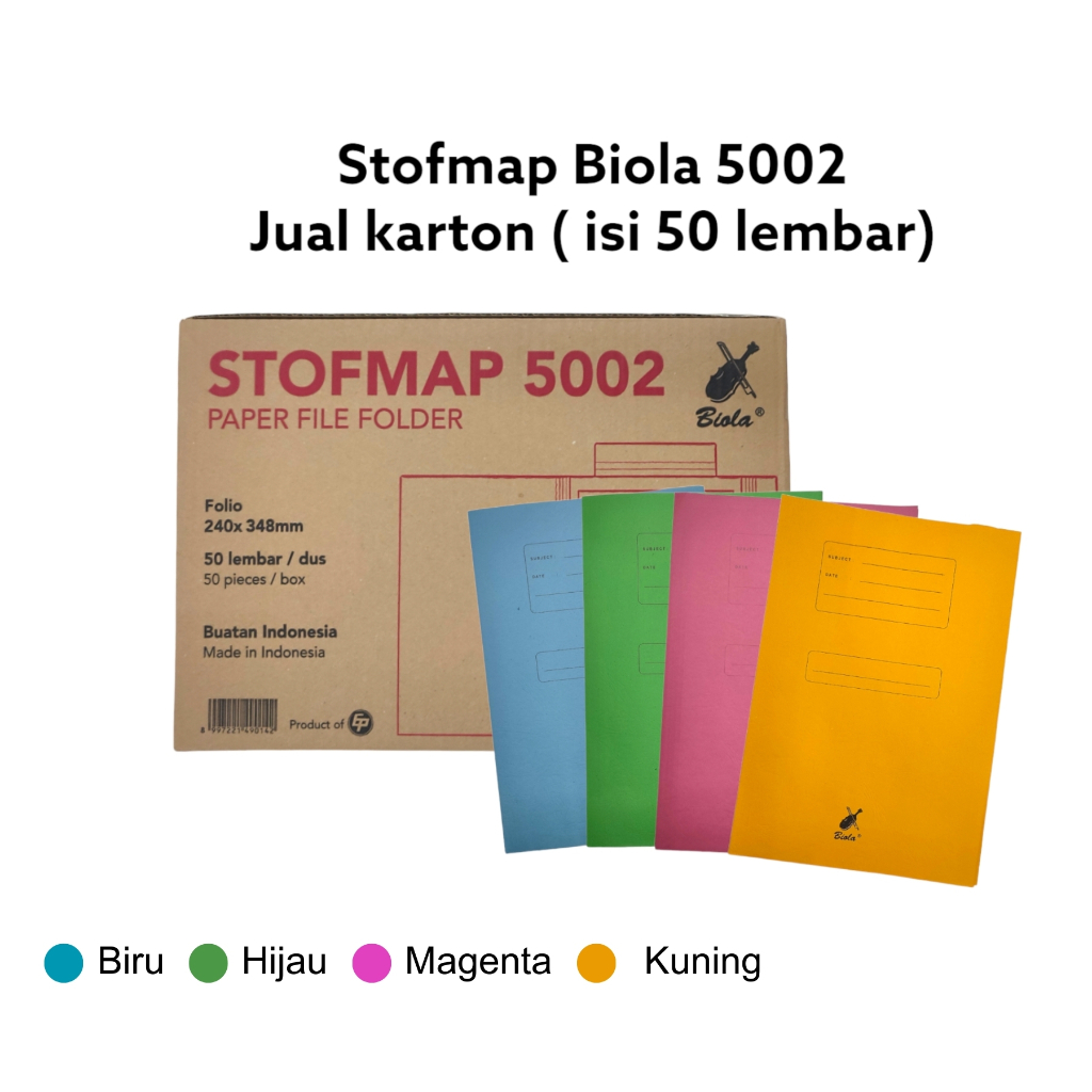 Jual Stofmap Kertas Biola Ukran Folio F4 #5002 Map Kertas Stopmap ...