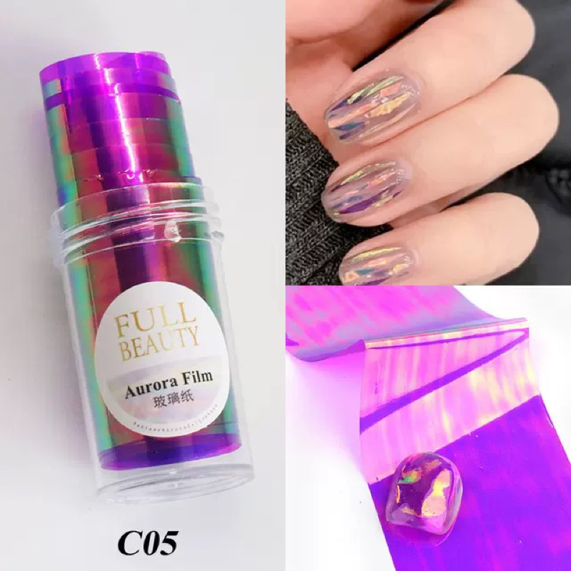 Jual Aurora Ice Cube Cellophane Stiker Kuku Foil Warna Holografik Untuk ...