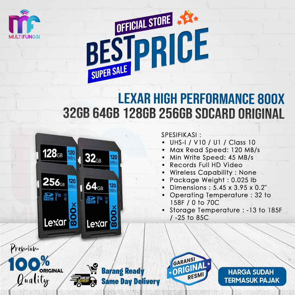 Jual LEXAR High Performance 800x 32GB 64GB 128GB 256GB SdCard Original ...
