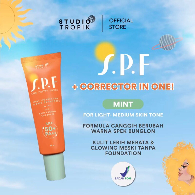 Jual Studio Tropik skin pretty filter spf 50 mint | Shopee Indonesia