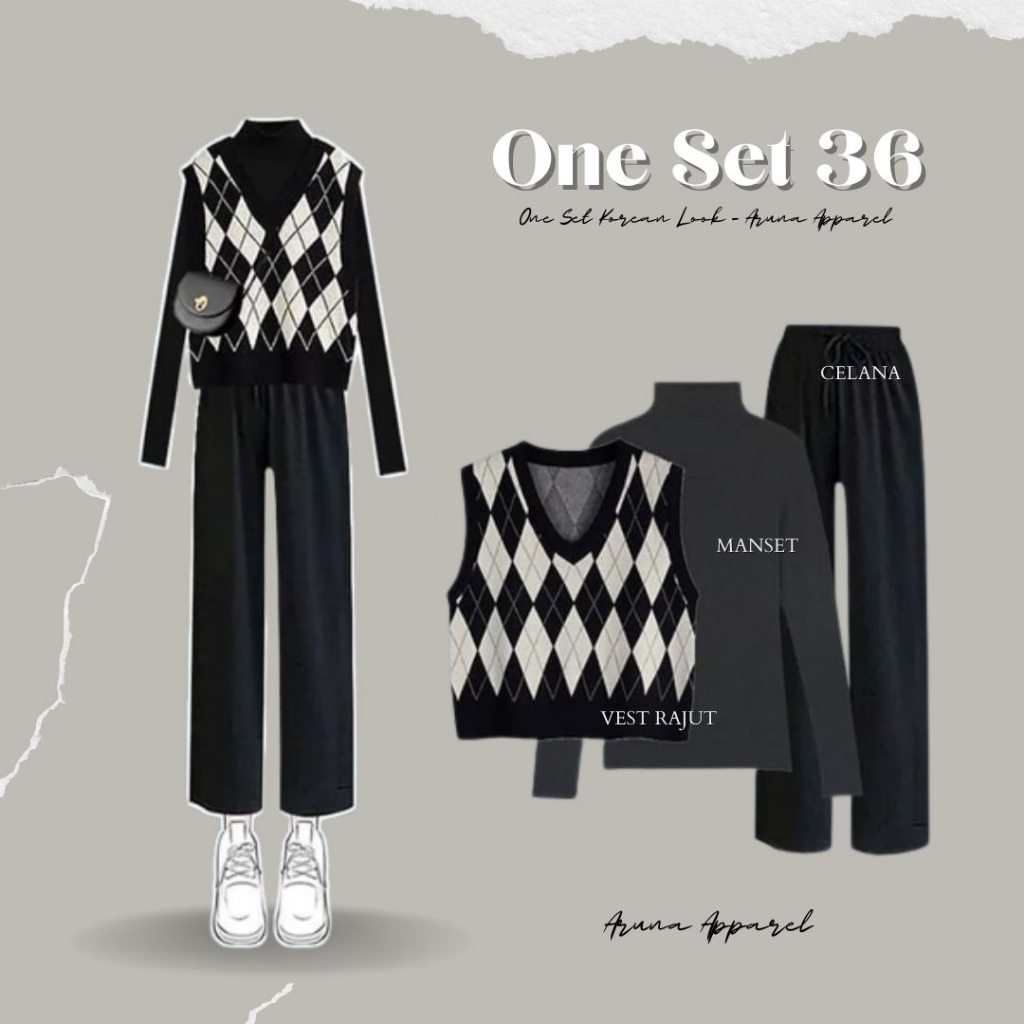 Jual 3in1 One Set Outfit Korea wanita // Mamba Outfit ulzzang, Ootd ...