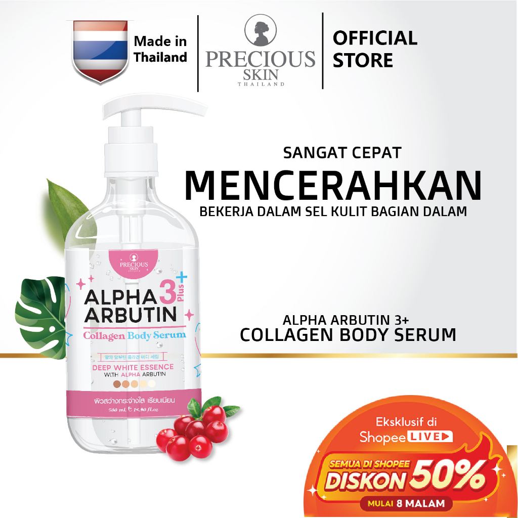 Jual Precious Skin Thailand Alpha Arbutin 3Plus 10x Whitening Booster Collagen Body Serum 500ml ...